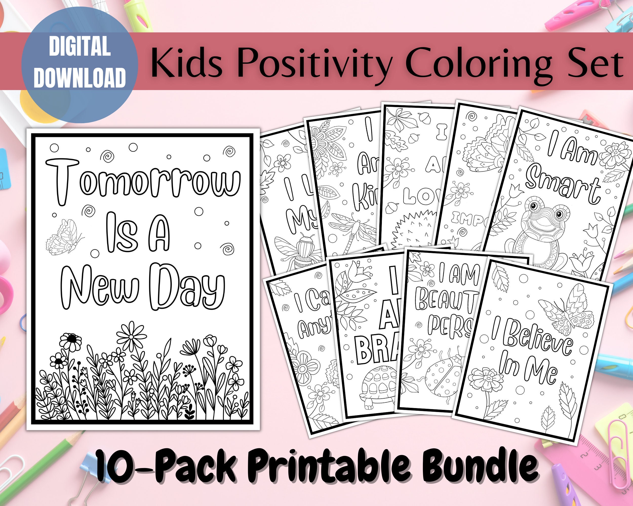 Kids Positivity Coloring Pages: Affirmation Coloring Book (digital ...