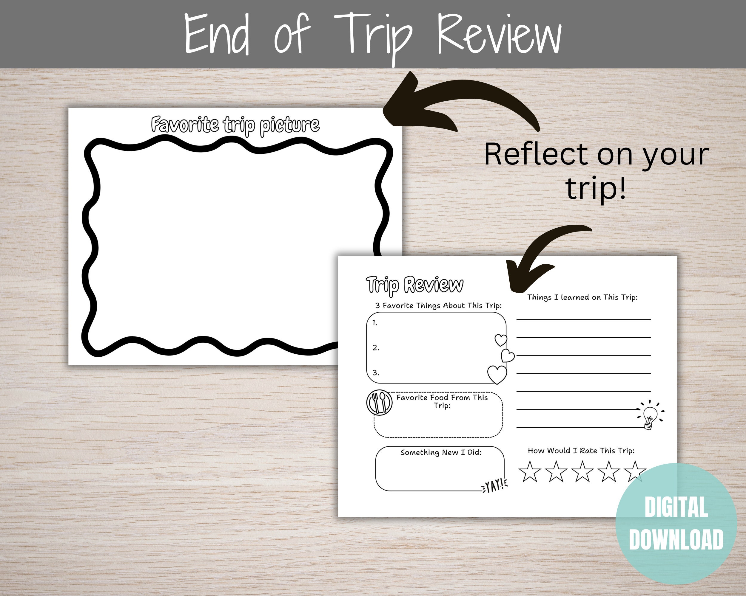 Kids Travel Journal: Printable Vacation Diary, 10-page Set (PDF) - Etsy
