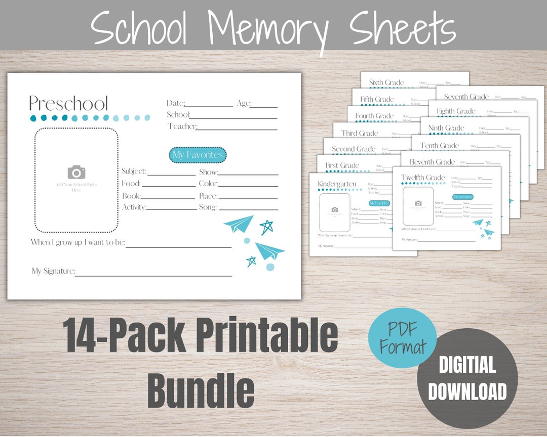 Kids School Memory Journal: Printable Interview Keepsake (preschool ...