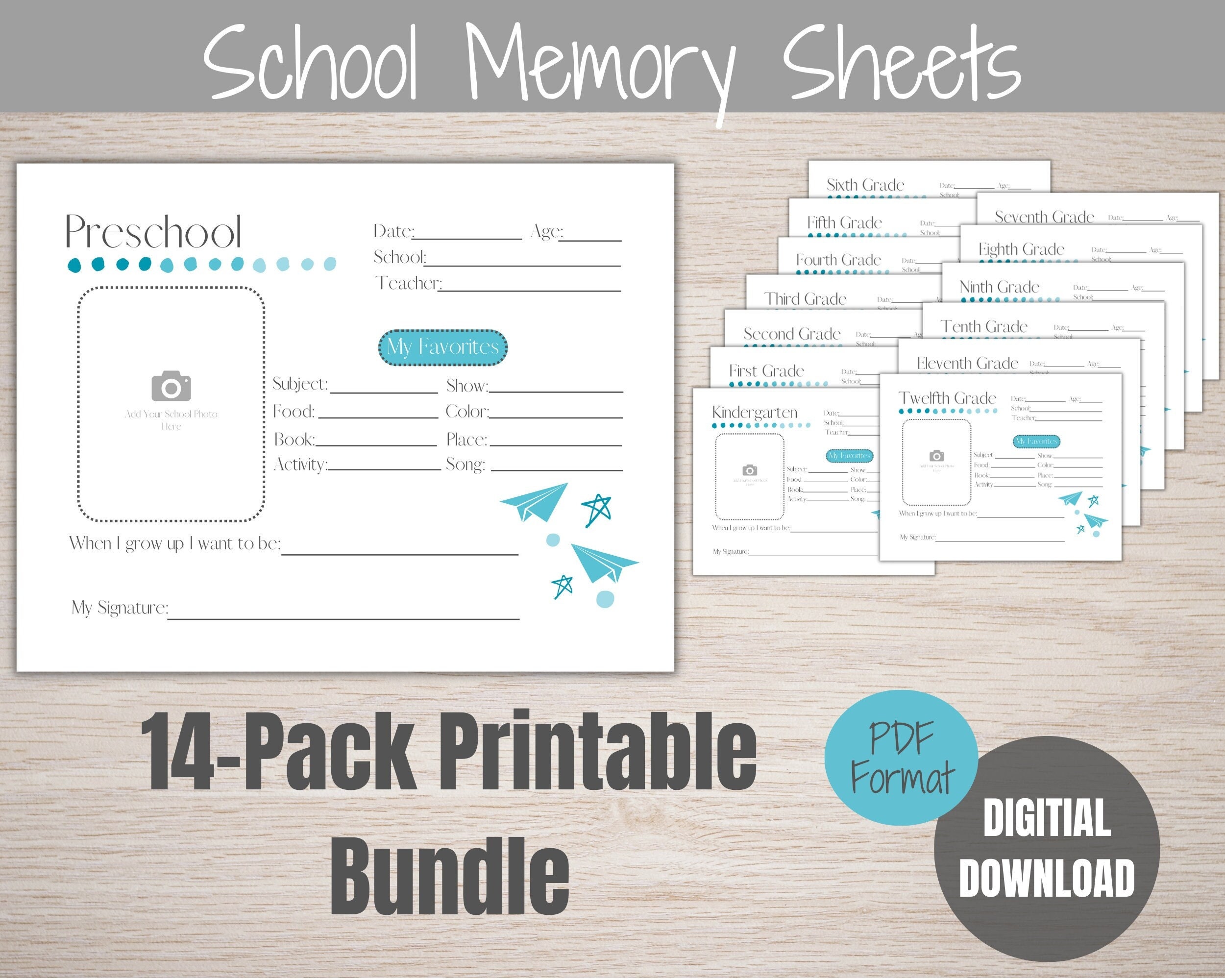 Kids School Memory Journal: Printable Interview Keepsake (preschool ...