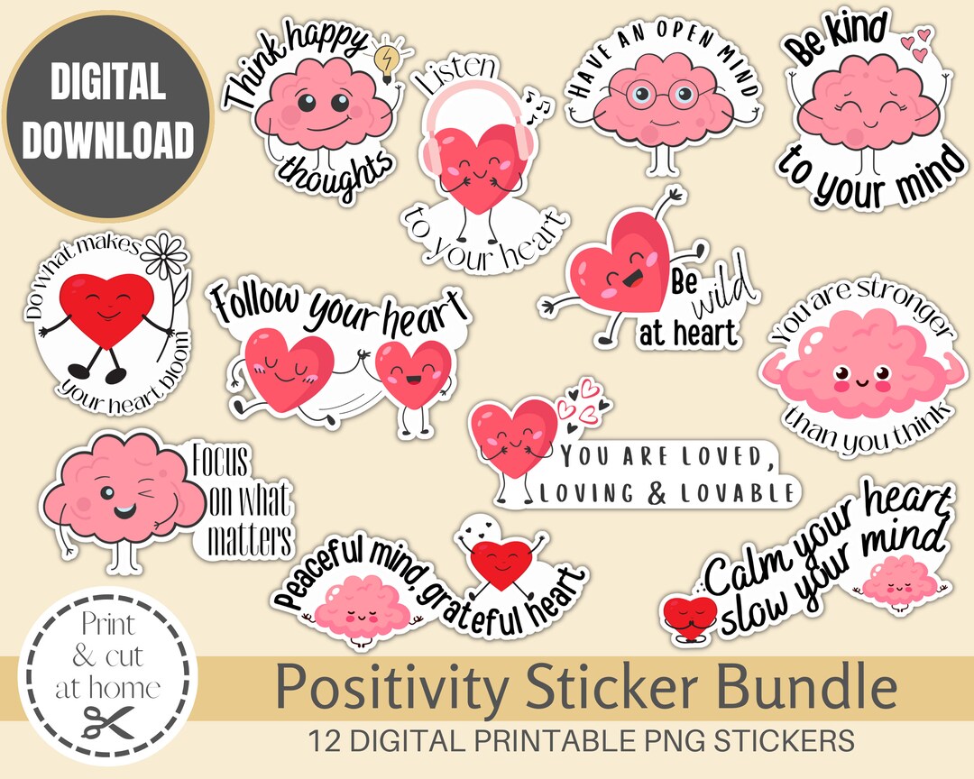 Positivity Stickers, Mental Health Printable Stickers, Cricut Stickers ...