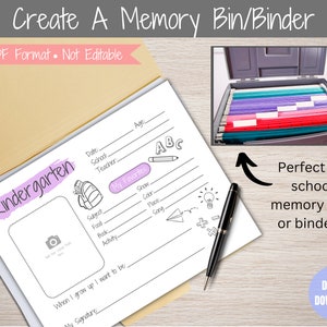 Kids School Memory Book: Printable Keepsake Journal (digital Download ...