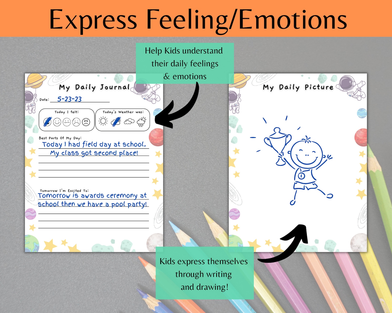 Kids Daily Journal Printable, Journal for Kids, Diary for Children ...