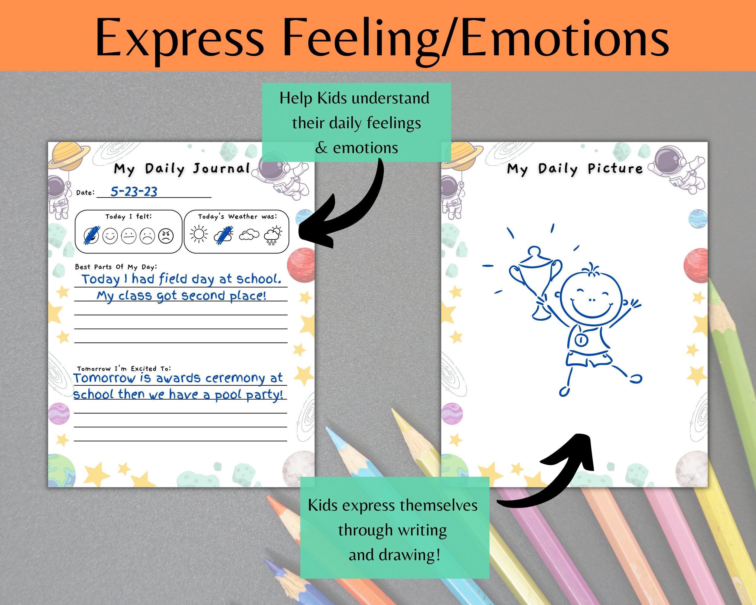 Kids Daily Journal Printable, Journal for Kids, Diary for Children ...