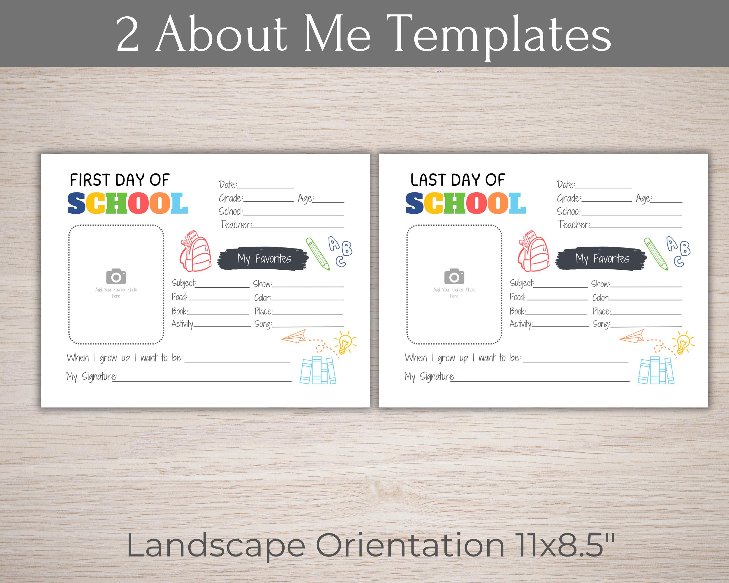 EDITABLE Kids Keepsake Template, First and Last Day of School Printable ...