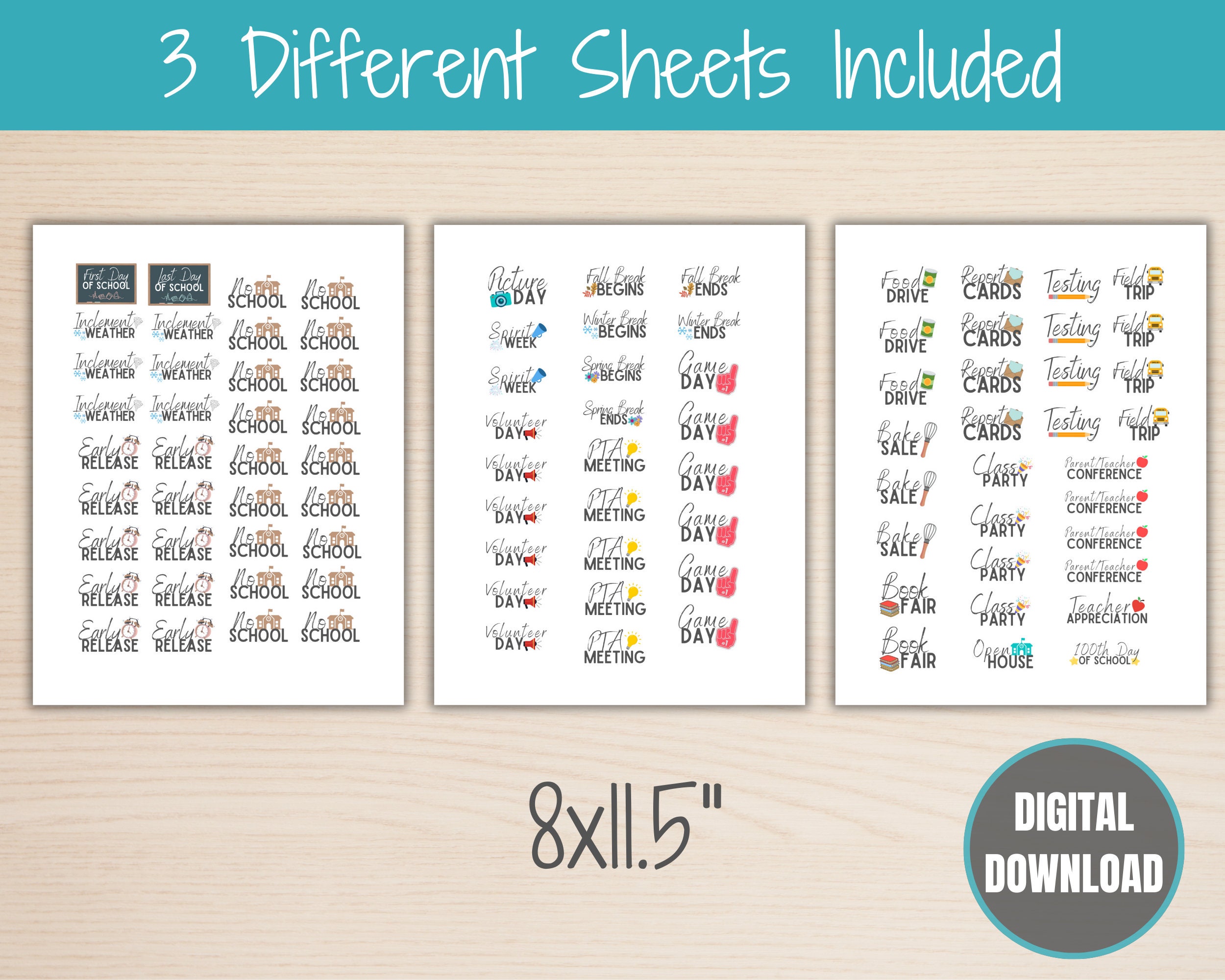 Printable School Stickers, Printable Planner Stickers, School Planner ...