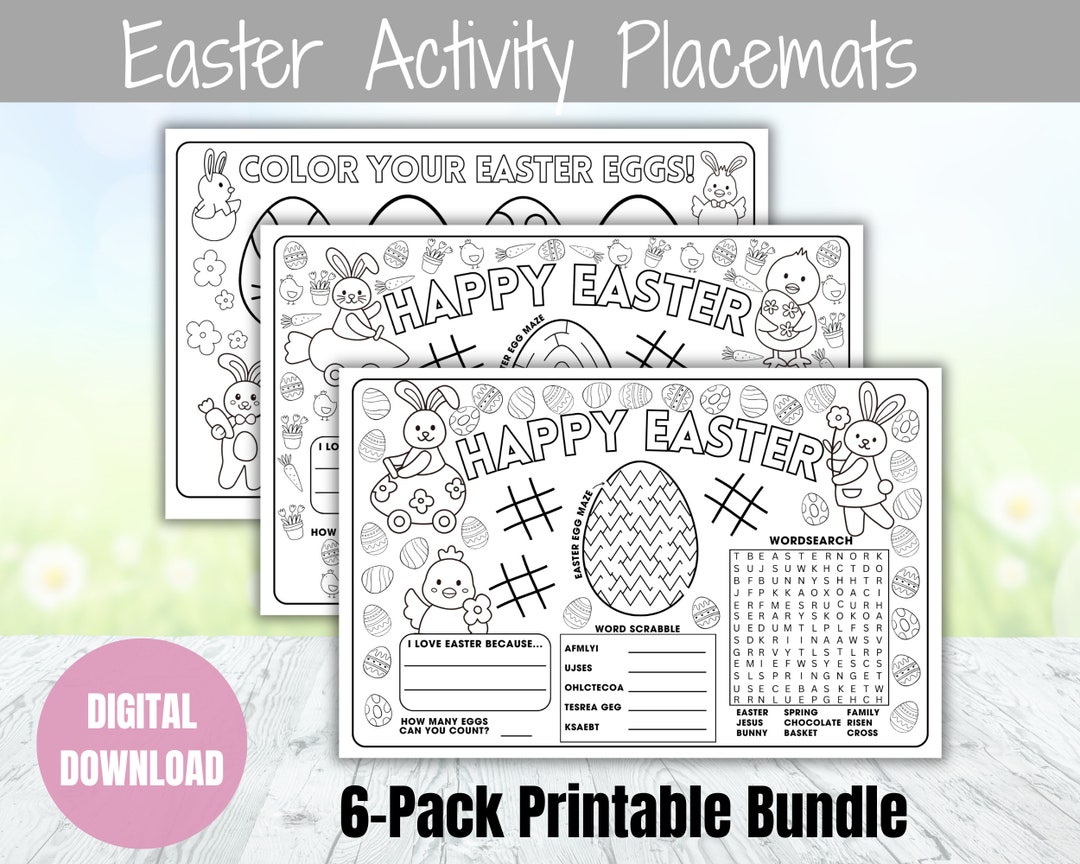 Easter Activity Placemat, Easter Placemats, Easter Placemat for Kids ...