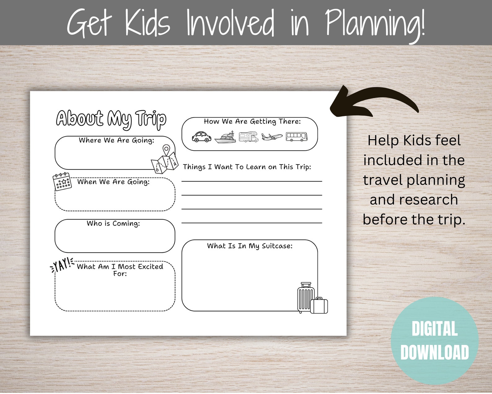 Kids Travel Journal: Printable Vacation Diary, 10-page Set (PDF) - Etsy