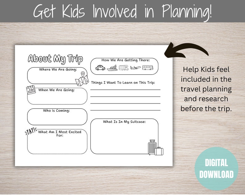 Kids Travel Journal: Printable Vacation Diary, 10-page Set (PDF) - Etsy