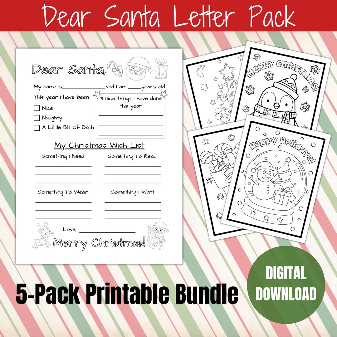 Letter to Santa, Holiday Coloring Pages, Dear Santa, Printable Letter ...