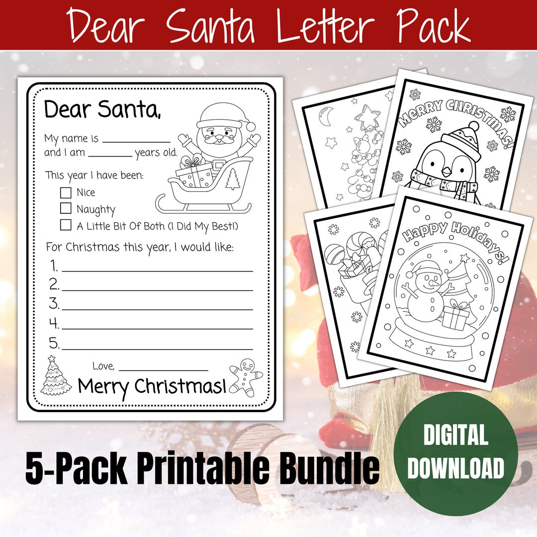 Letter to Santa, Holiday Coloring Pages, Dear Santa, Printable Letter ...