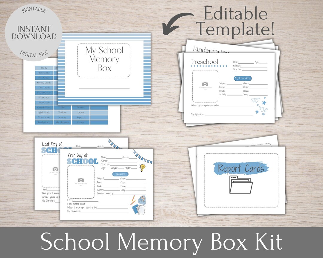 Editable School Memory Book Template: Kids Keepsake (digital Download ...