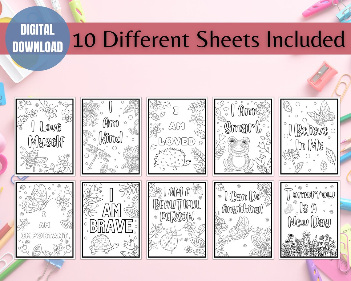 Kids Positivity Coloring Pages, Affirmation Coloring, Positive Mental ...