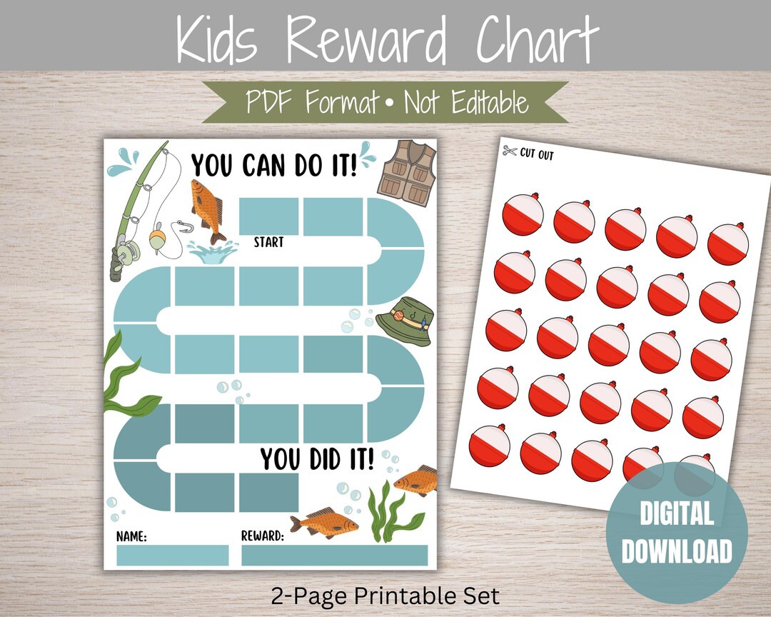 Kids Fishing Theme Reward Chart: Printable Chore Chart (PDF) - Etsy