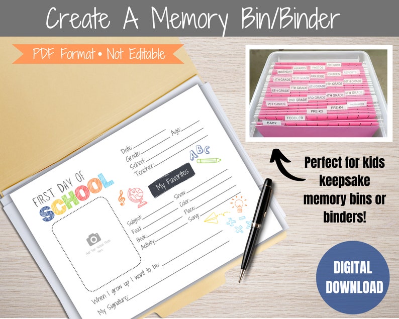 First and Last Day of School Printable, Back to School Questionnaire ...