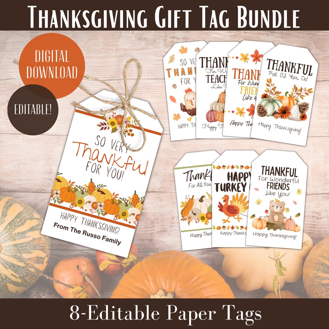 Printable Thanksgiving Tags, Thanksgiving Tags, Printable Thankful Tags ...