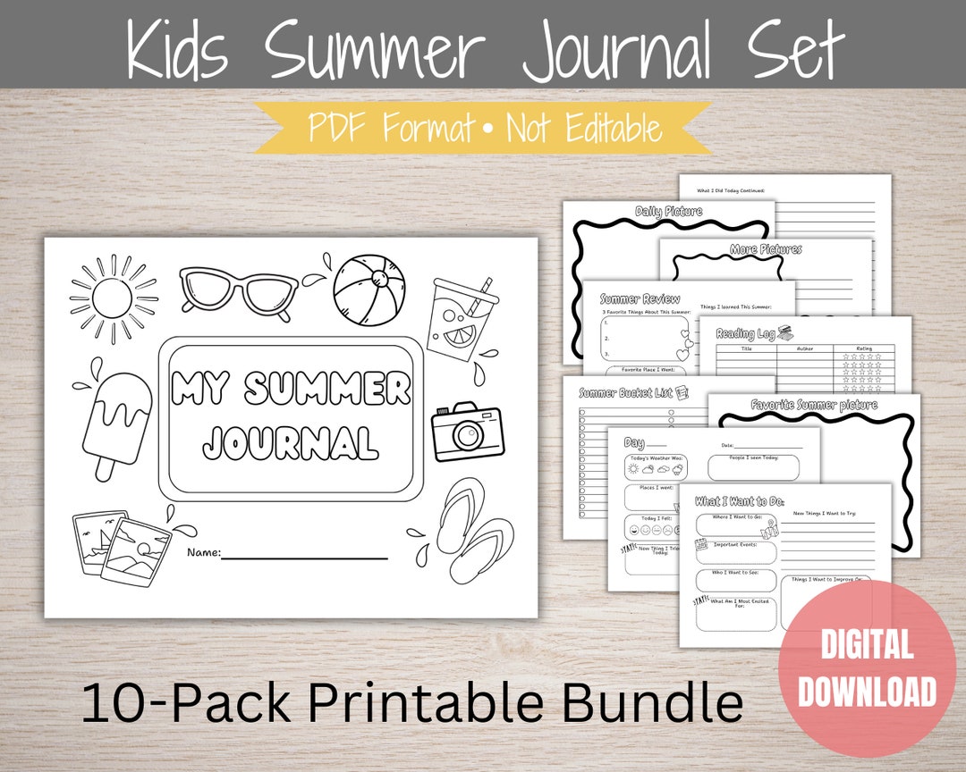 Summer Kids Journal, Summer Camp Journal, Activity Journal, Summer ...