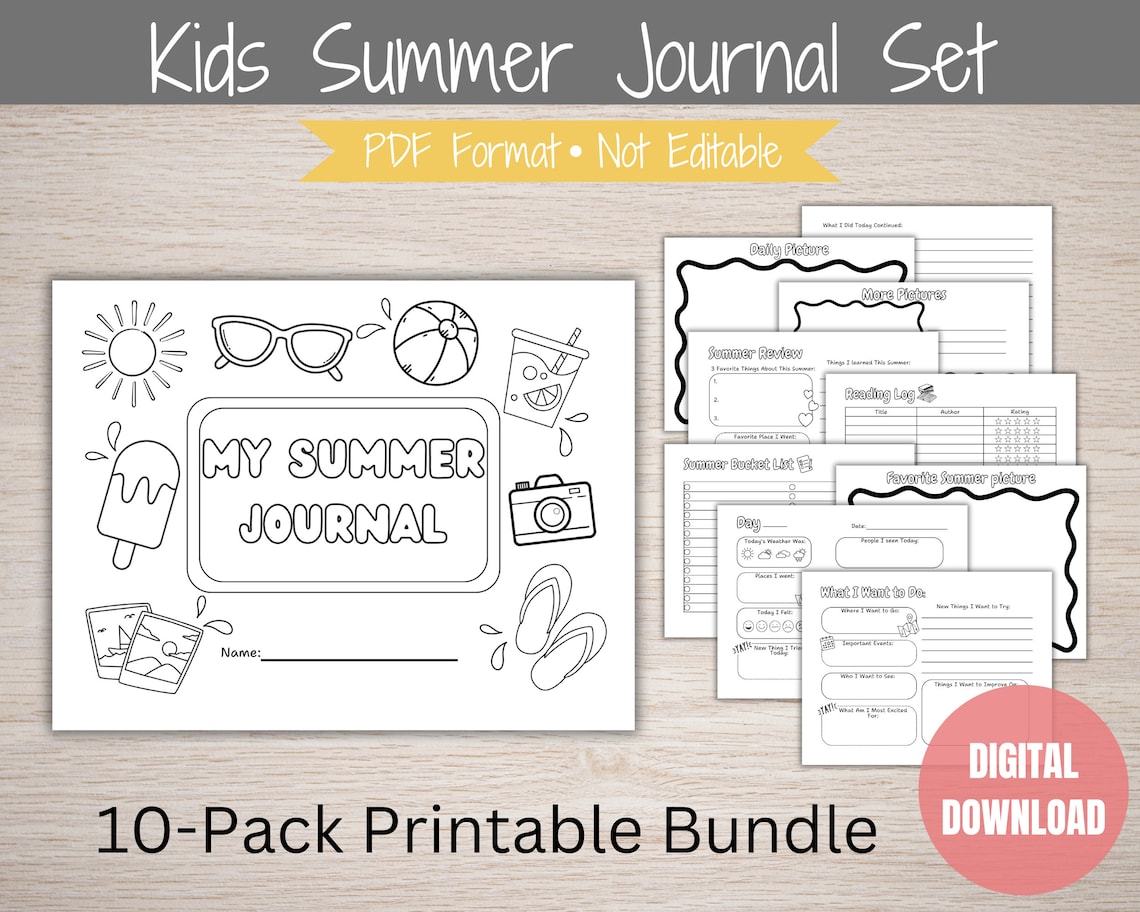 Summer Kids Journal, Summer Camp Journal, Activity Journal, Summer ...
