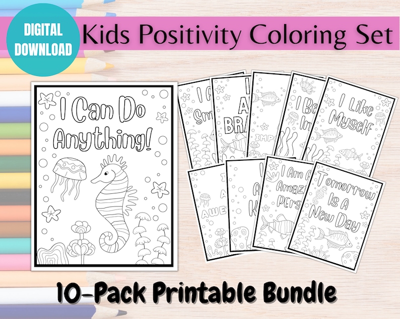 Kids Positivity Coloring Pages, Affirmation Art (digital Download) - Etsy