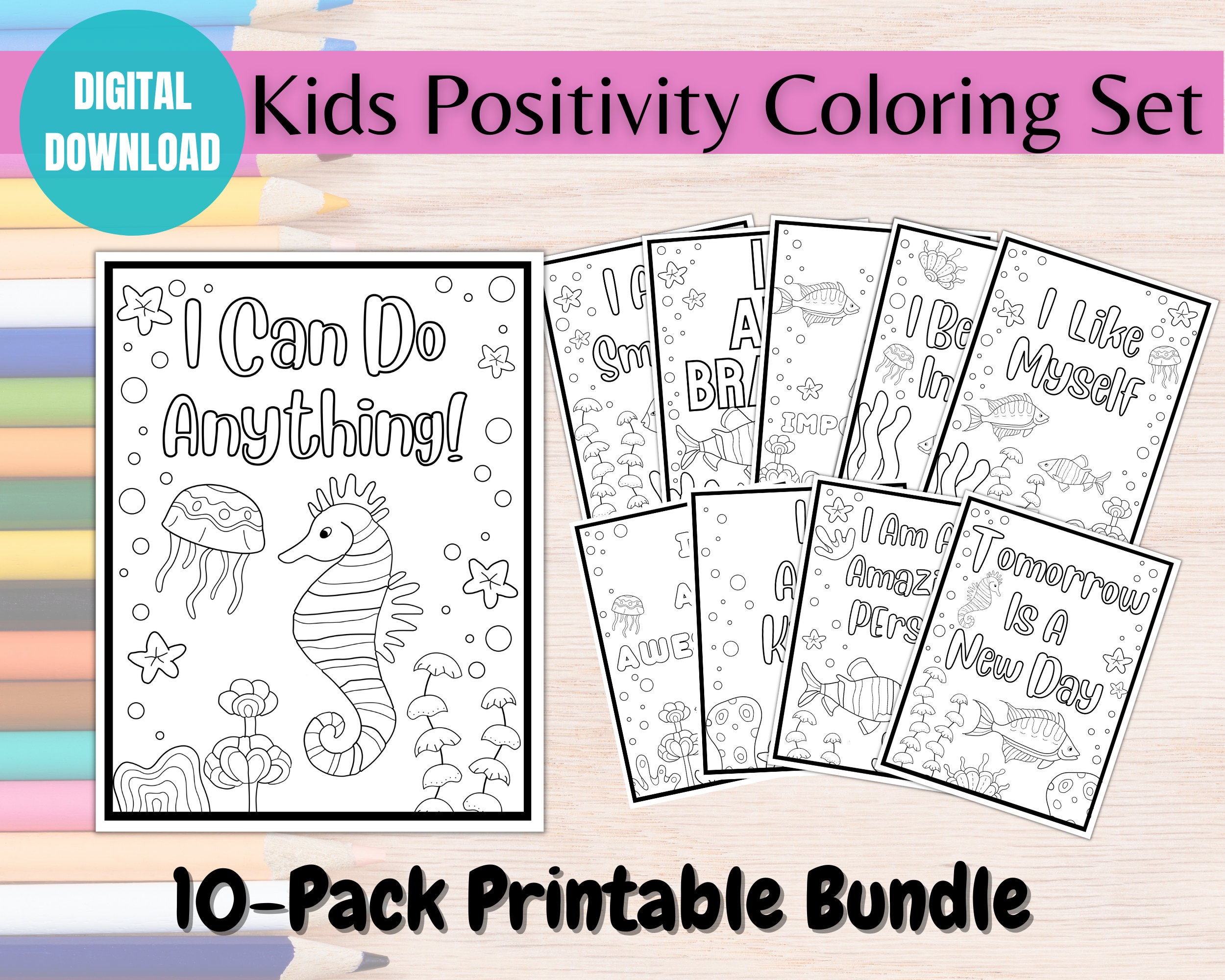Kids Positivity Coloring Pages, Affirmation Coloring, Positive Mental ...