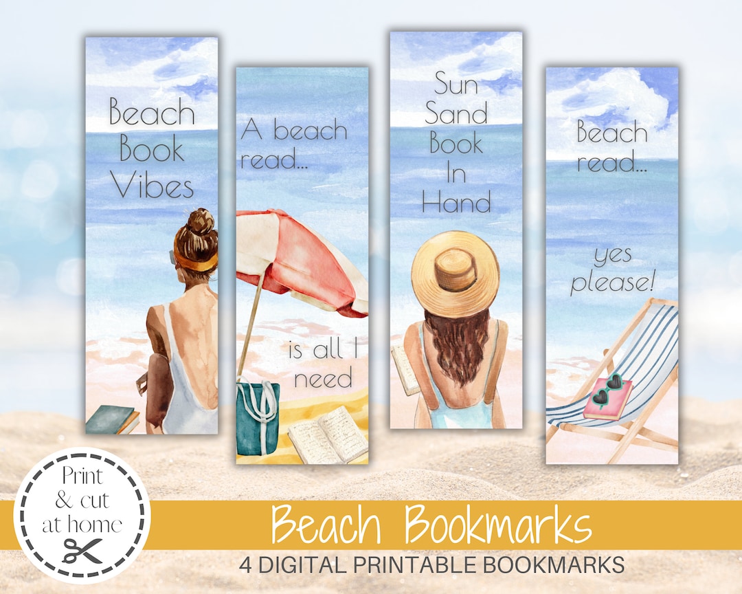 Beach Bookmarks, Digital Bookmarks, Summer Bookmarks, Printable ...