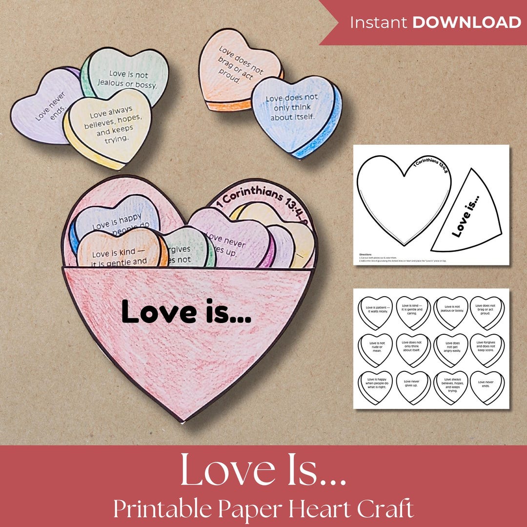 Love is Valentines Day Craft, 1 Corinthians 13 Craft, Christian Kids ...