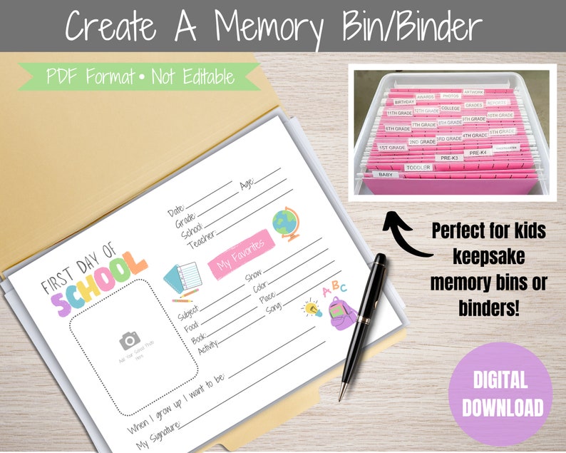First and Last Day of School Printable, Back to School Questionnaire ...