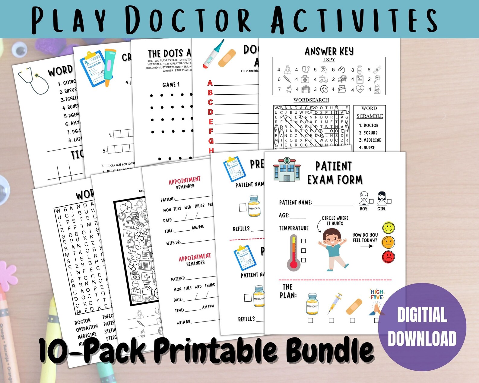 Pretend Play Dr. Activities Doctor Themed Games Kids - Etsy