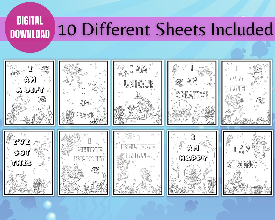 Kids Affirmation Coloring Pages: Positive Mental Health (digital ...