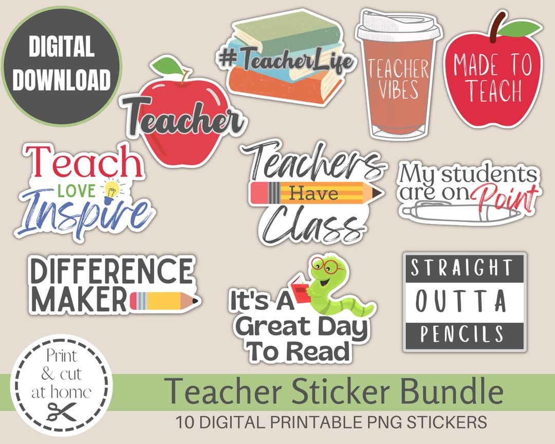Digital Printable Teacher Stickers, Education Stickers, Teacher Print ...