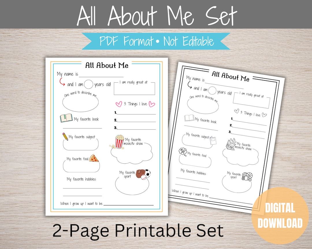 All About Me, Favorite Things List, Get to Know You, Kids All About Me ...