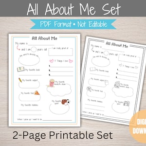 All About Me, Favorite Things List, Get to Know You, Kids All About Me ...