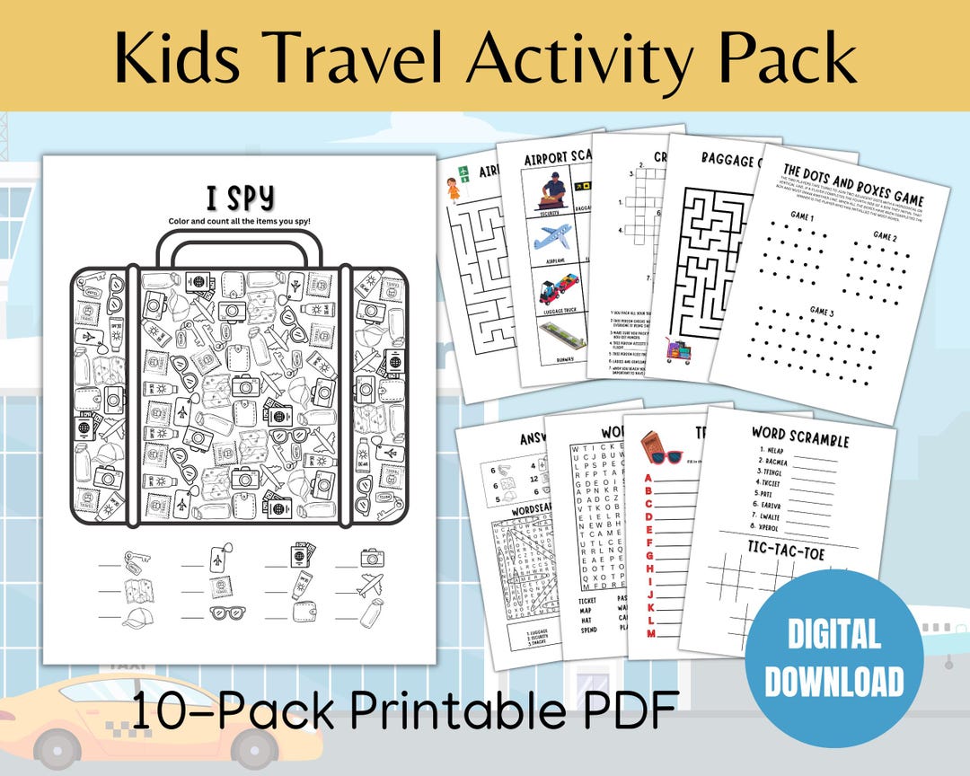 Kids Airplane Activity Bundle, Travel Games (printable PDF) - Etsy
