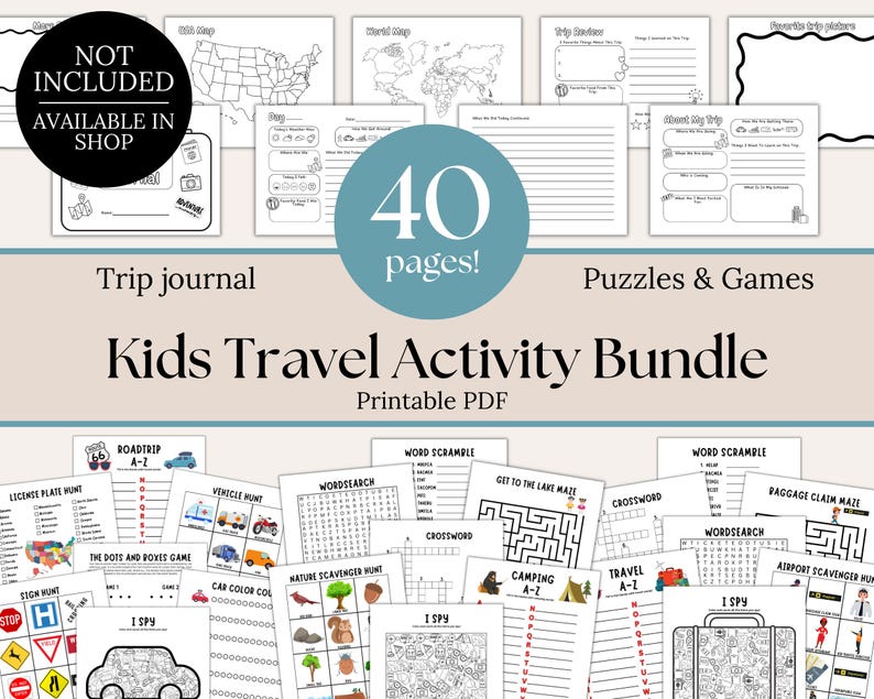 Kids Airplane Activity Bundle, Travel Games (printable PDF) - Etsy