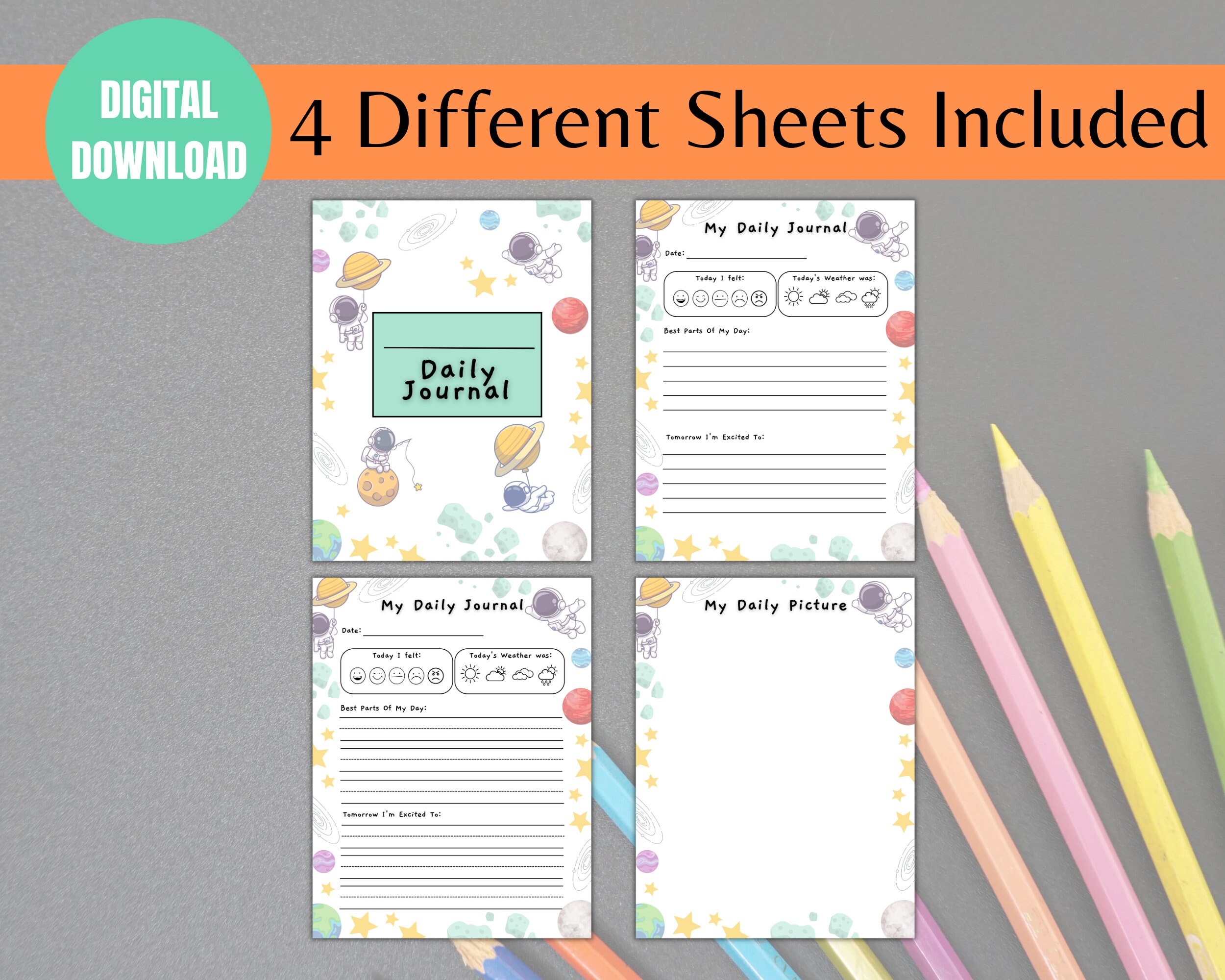 Kids Daily Journal Printable, Journal for Kids, Diary for Children ...