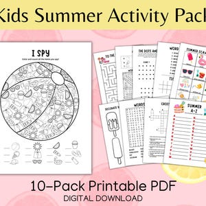 Summer Kids Activity Pack: 10-page Printable Games (digital Download ...