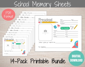 School Memory Box Kit Printable, Childhood Memory Book, Kids Keepsake ...