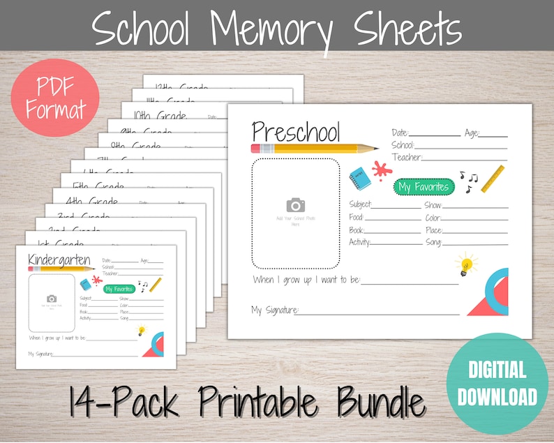 School Memory Interview Printable, Keepsake Journal (digital Download ...