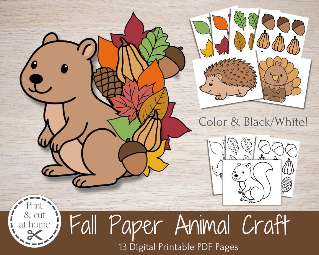 Fall Leaf Craft, Fall Paper Craft Printable, Autumn Kids Craft, Fall ...