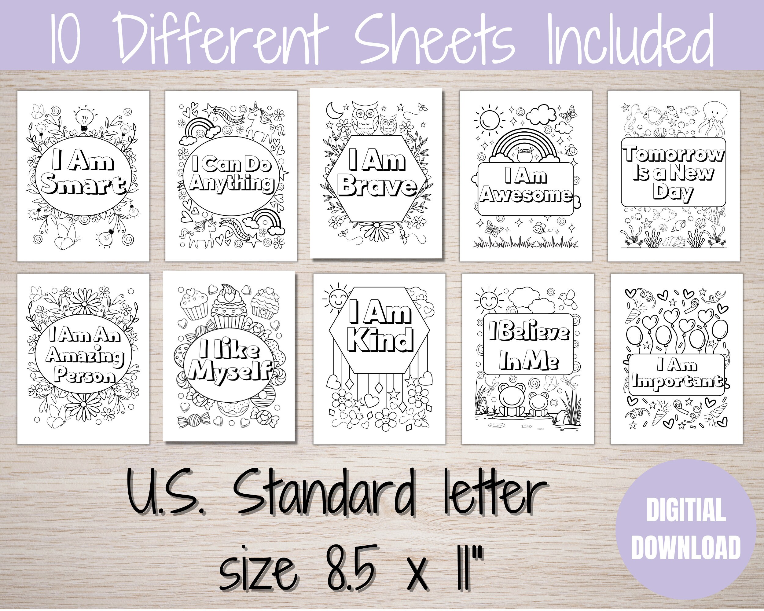 Kids Positivity Coloring Pages, Affirmation Coloring, Positive Mental ...