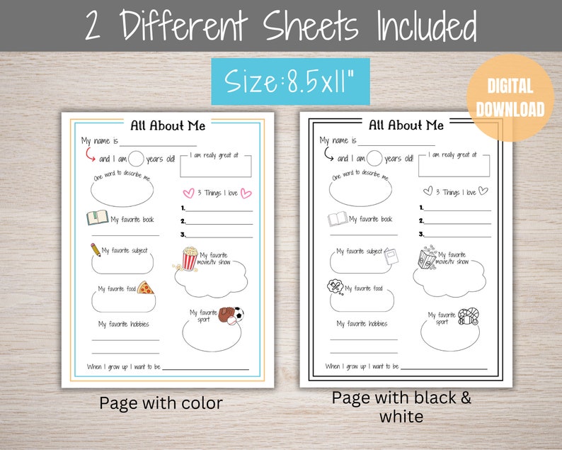 All About Me, Favorite Things List, Get to Know You, Kids All About Me ...