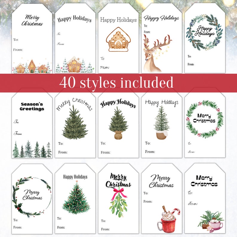 Printable Christmas Gift Tags, Christmas Tags, Printable Holiday Tags ...