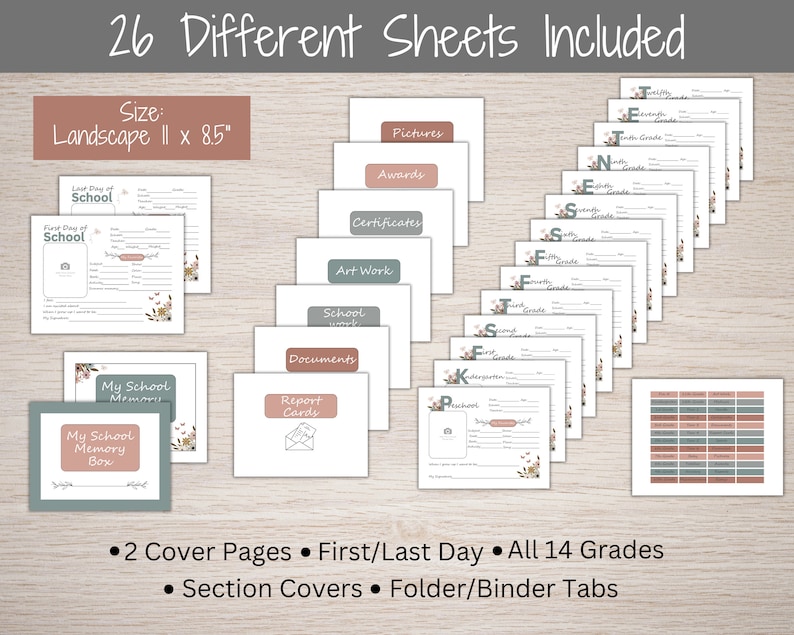 Kids School Memory Book: Printable Interview, Preschool-12th Grade ...