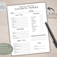 Employee Favorites List, Favorite Things Survey, Coworker Questions ...