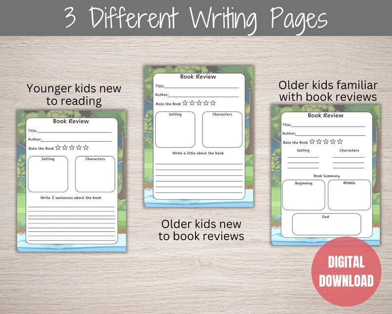 Kids Reading Journal: Printable Book Tracker, Review Pages (PDF) - Etsy