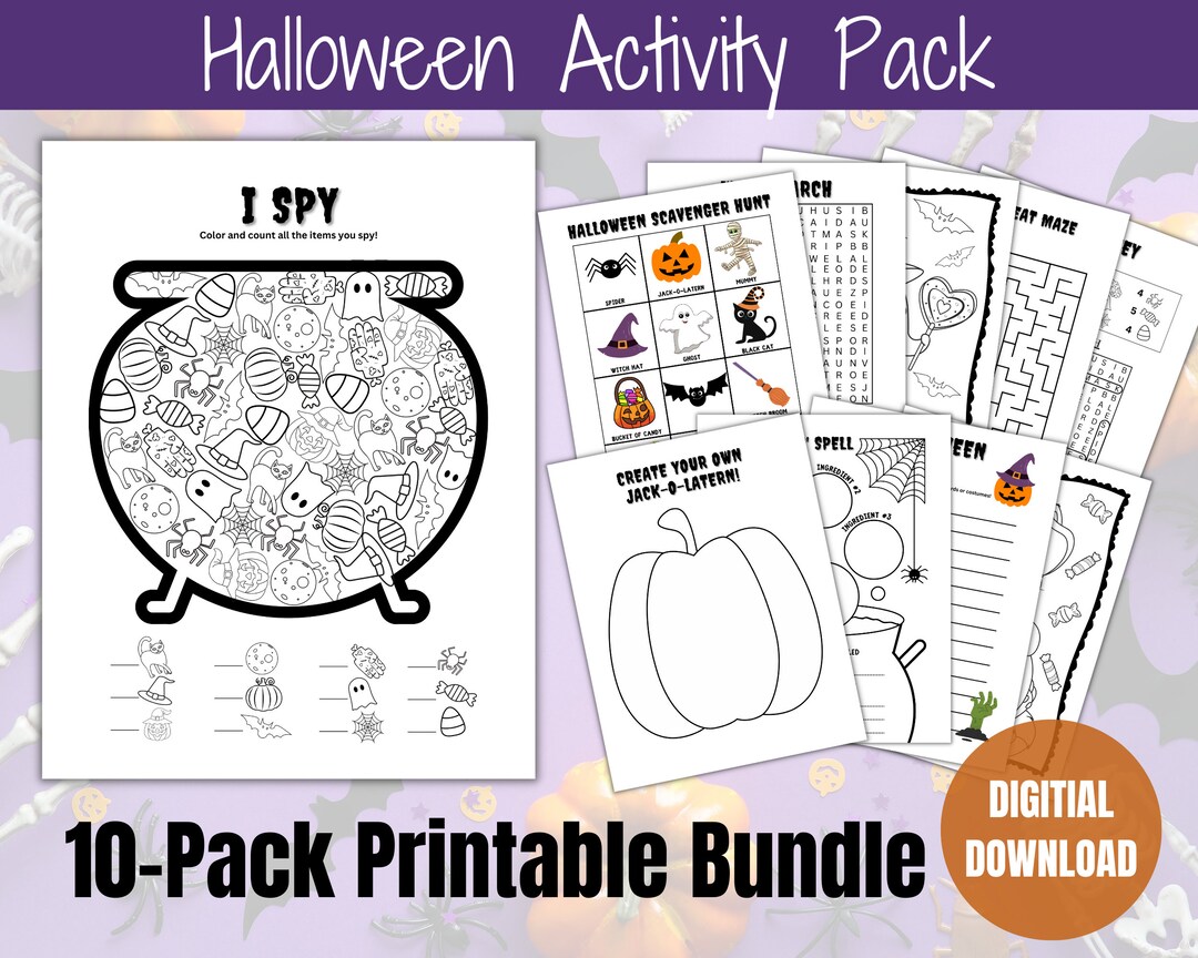 Halloween Activity Printable, Halloween Coloring, Halloween Party Games ...
