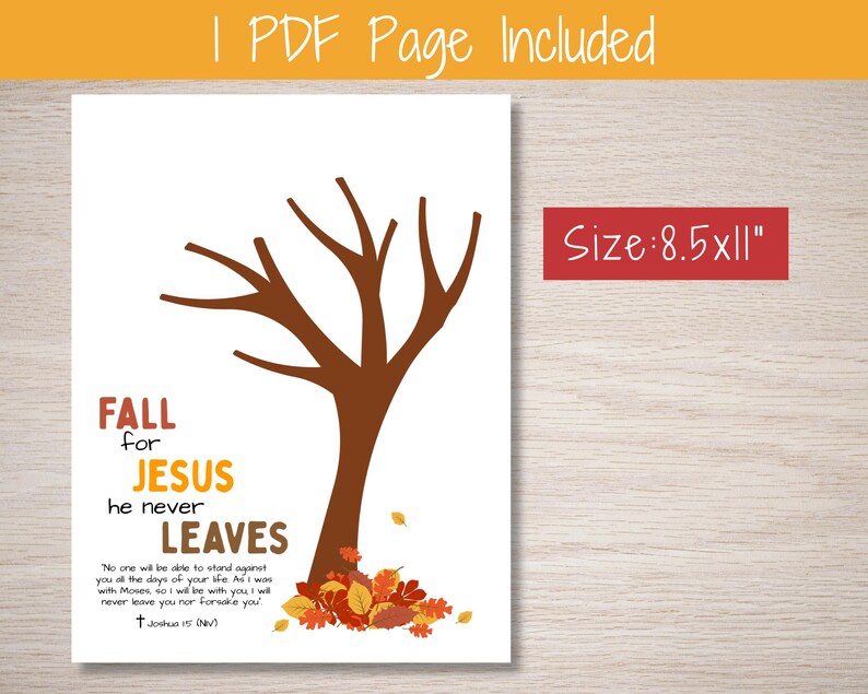 Fall for Jesus He Never Leaves, Fall Bible Craft, Printable Fall Leaves ...