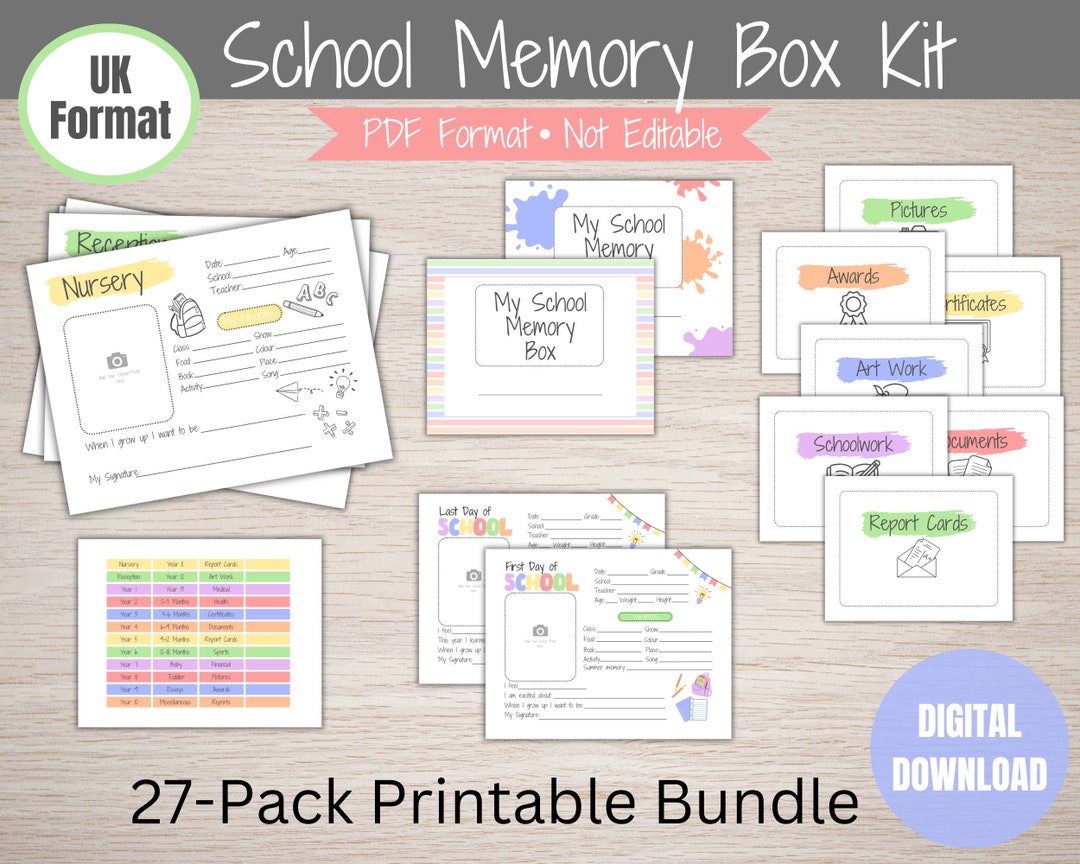UK School Memory Book: Printable Keepsake Questionnaire (digital ...