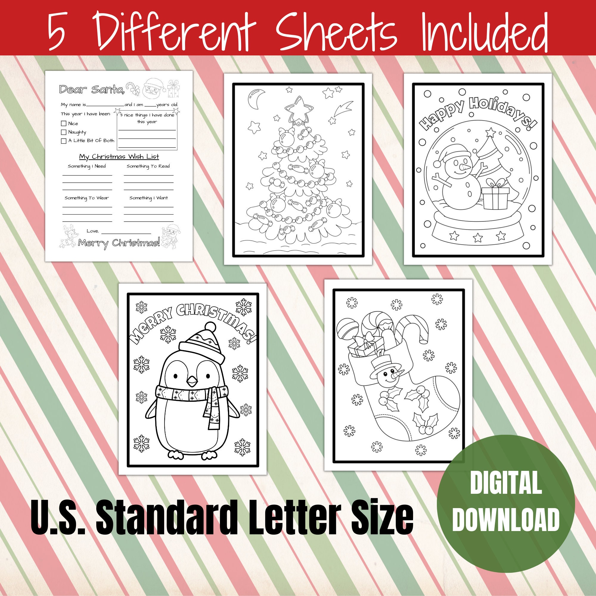 Letter to Santa, Holiday Coloring Pages, Dear Santa, Printable Letter ...