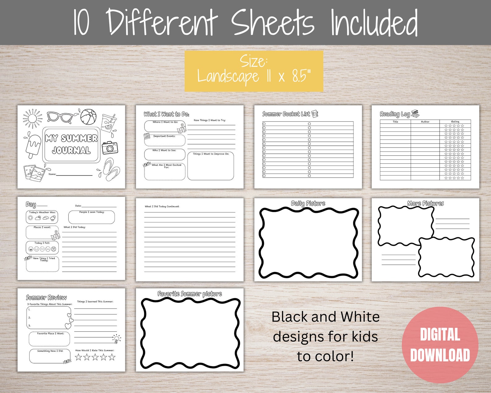 Summer Kids Journal, Summer Camp Journal, Activity Journal, Summer ...